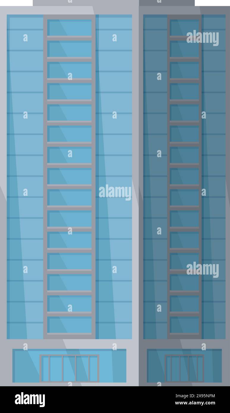 Simplistic vector design of a contemporary office skyscraper with blue ...