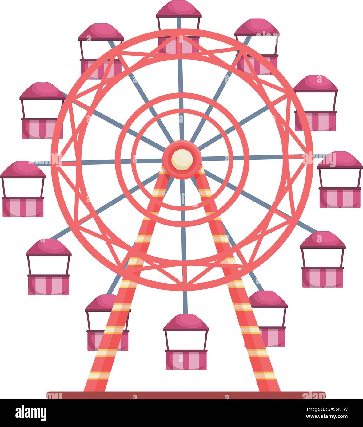 Colorful cartoon ferris wheel illustration in an amusement park ...
