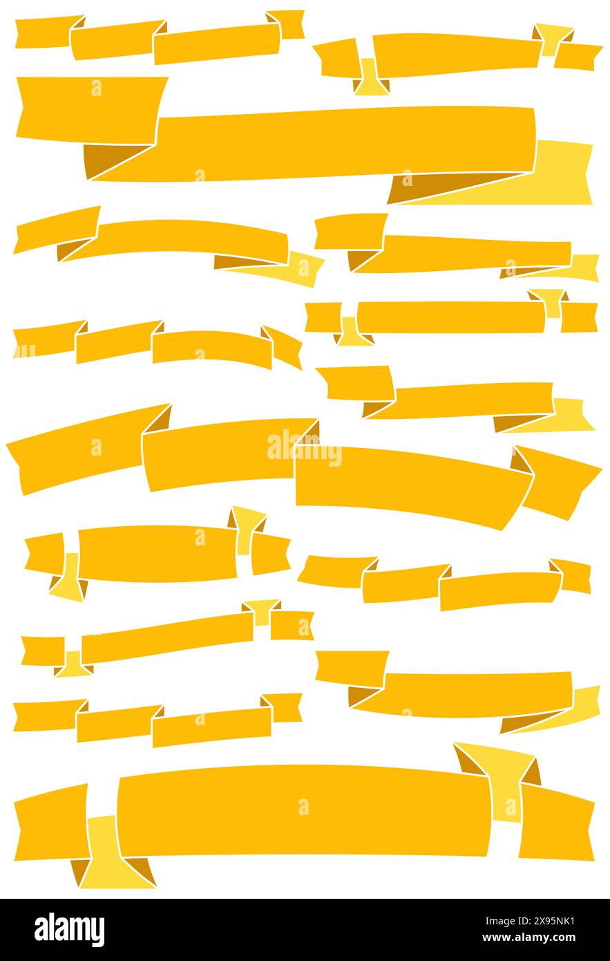 Set of fifteen yellow cartoon ribbons and banners for web design. Great ...