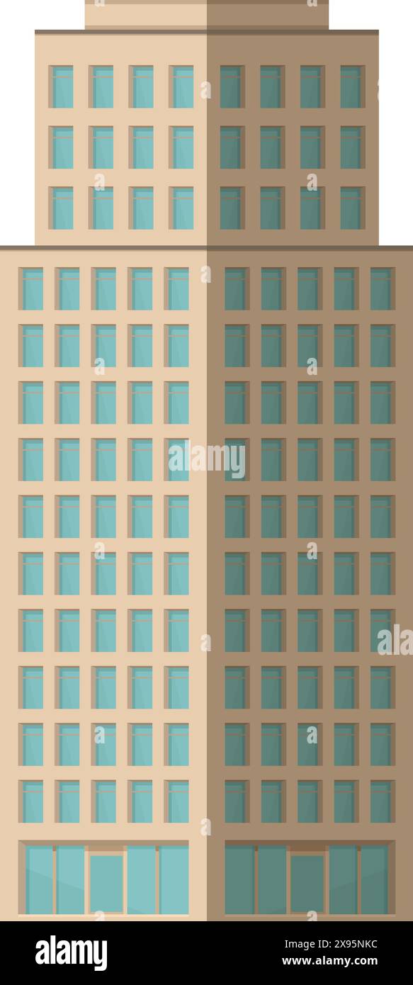 Flat vector graphic depicting a contemporary, multistory office ...
