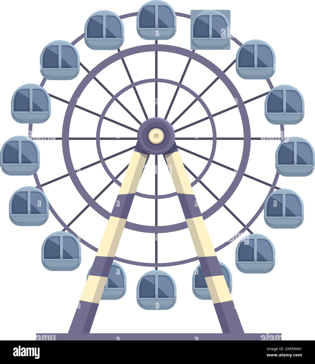 Colorful cartoon ferris wheel illustration with blue cabins and ...