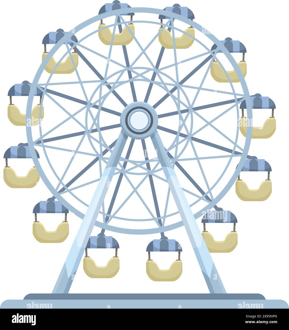 Colorful cartoon ferris wheel illustration in an amusement park, vector ...