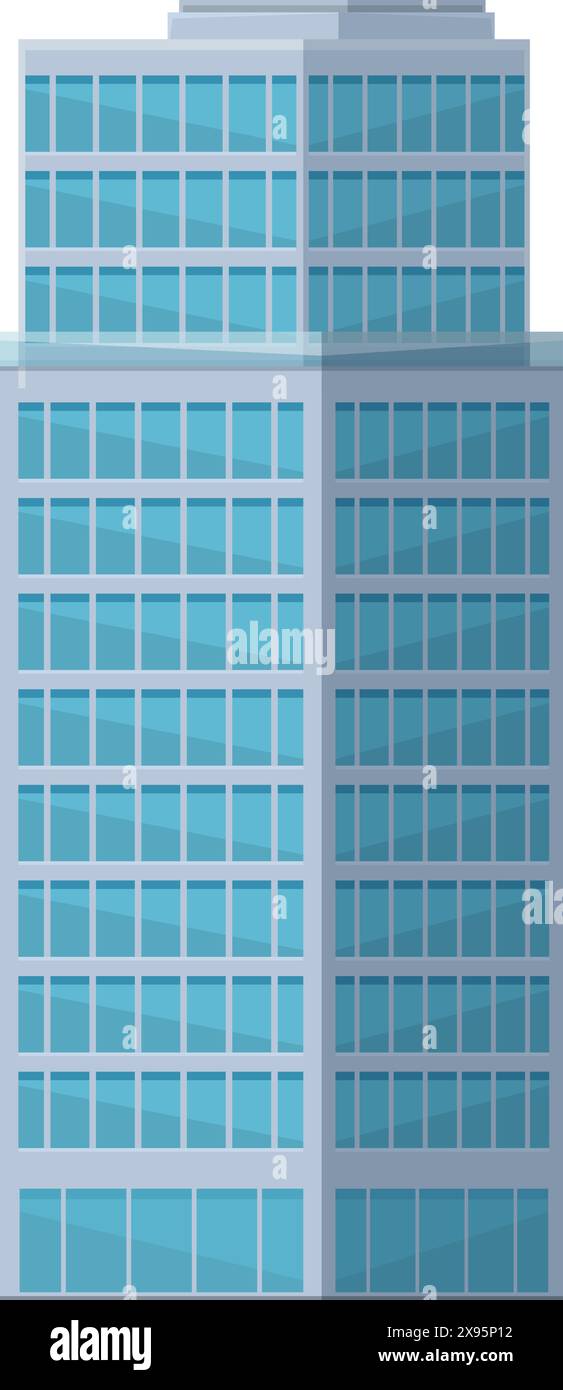 Vector illustration of a contemporary highrise office building with a ...