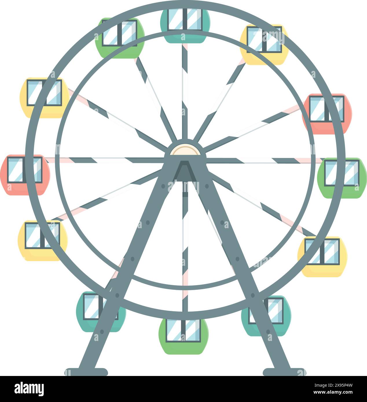 Vibrant and colorful ferris wheel illustration in flat design style for ...