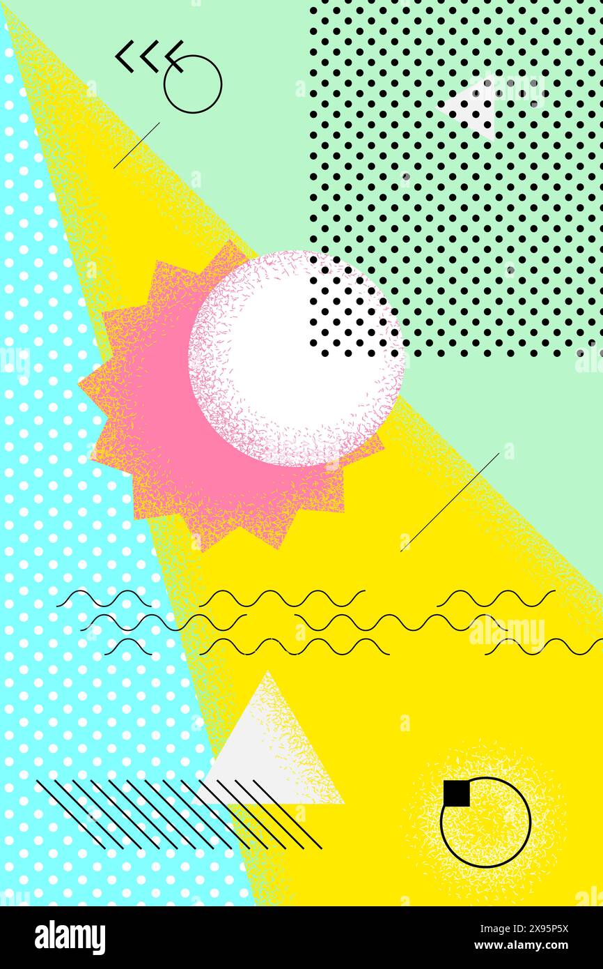 Abstract retro minimal summer poster. Swiss aesthetic brutalist bright ...