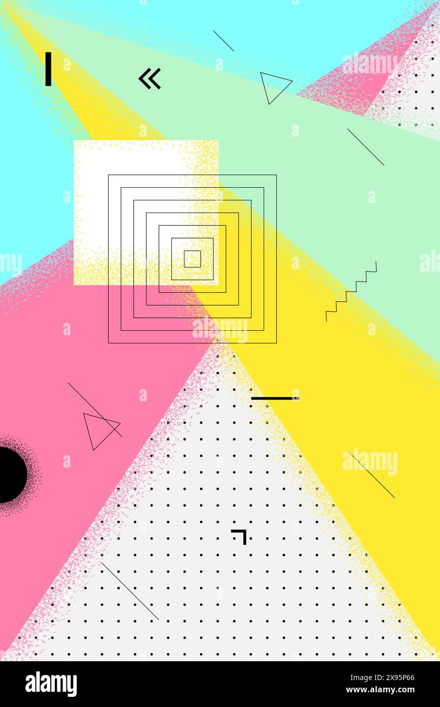 Abstract retro minimal summer poster. Swiss aesthetic brutalist bright ...
