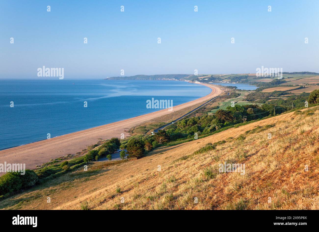 England, Devon, Slapton Ley and Torcross from Strete Gate Stock Photo ...