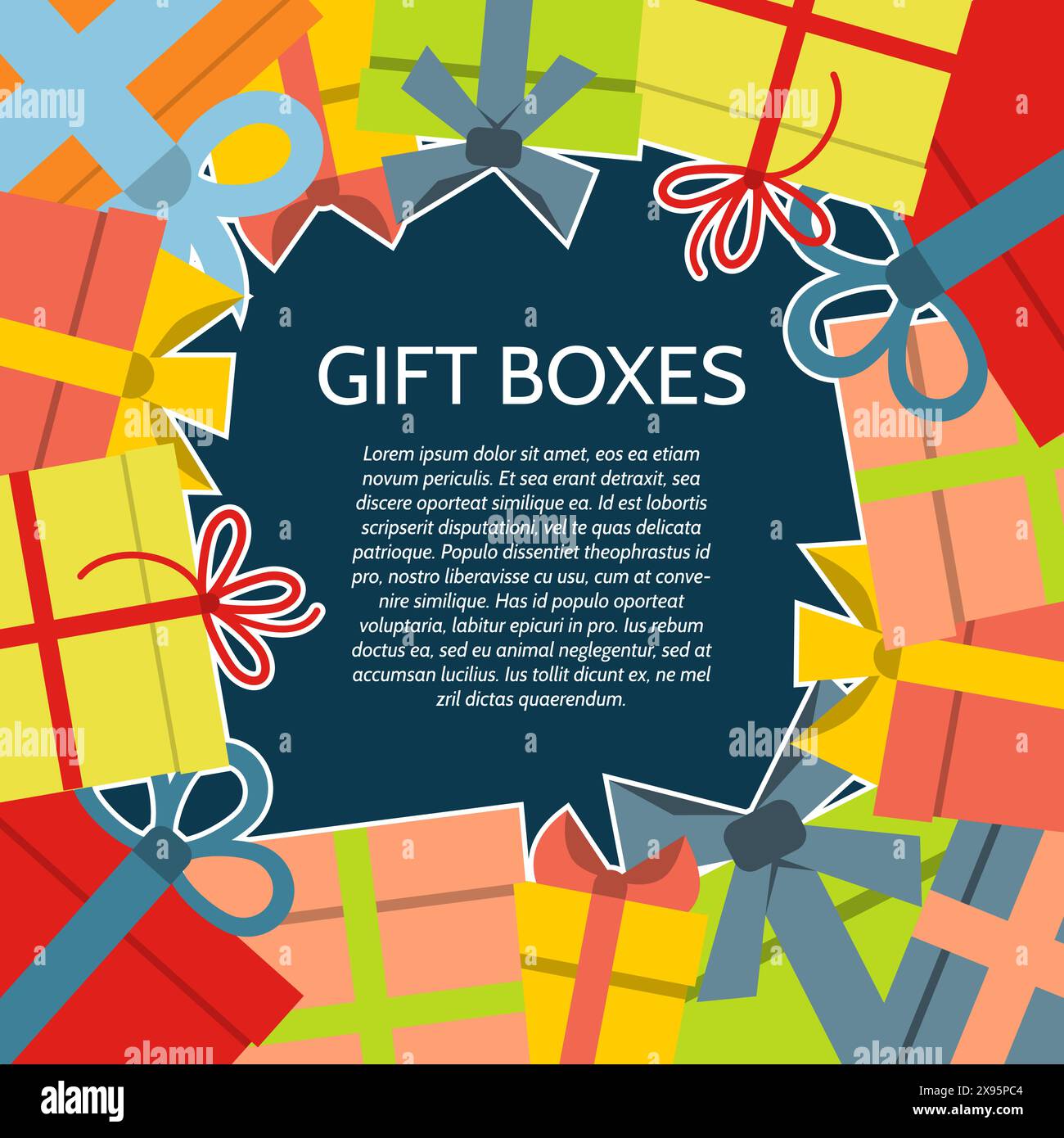 Background with a colorful gift boxes. Vector illustration Stock Vector ...
