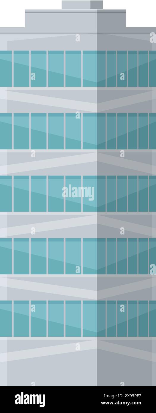 Flat design vector of a contemporary highrise office building with ...
