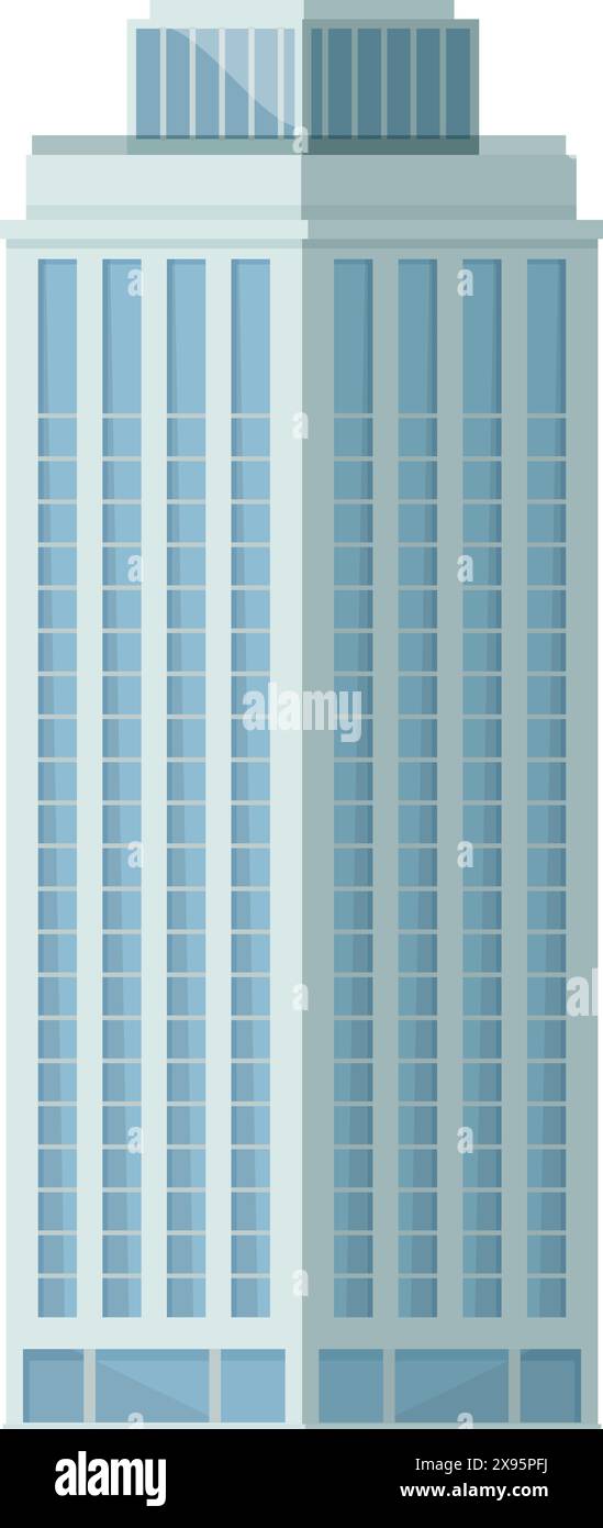 Illustration of a contemporary highrise tower with a clean design, set ...