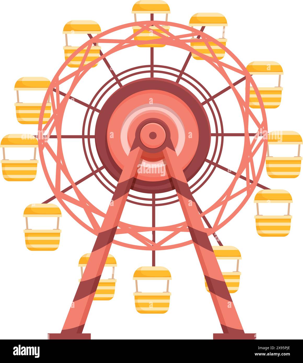 Colorful cartoon ferris wheel illustration in an amusement park with ...