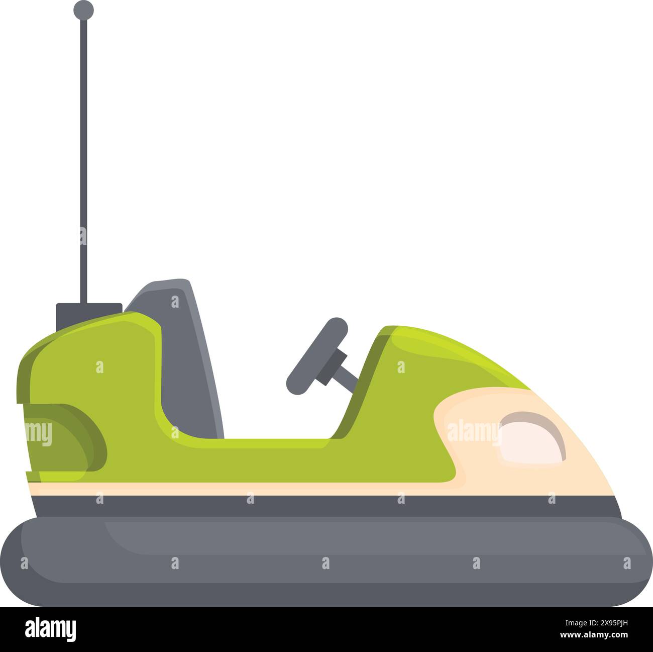 Vibrant and playful cartoon bumper car illustration in a green ...