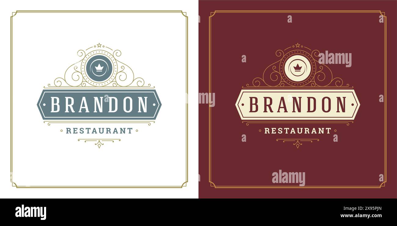 Restaurant logo template vector illustration plate dish symbol and ...