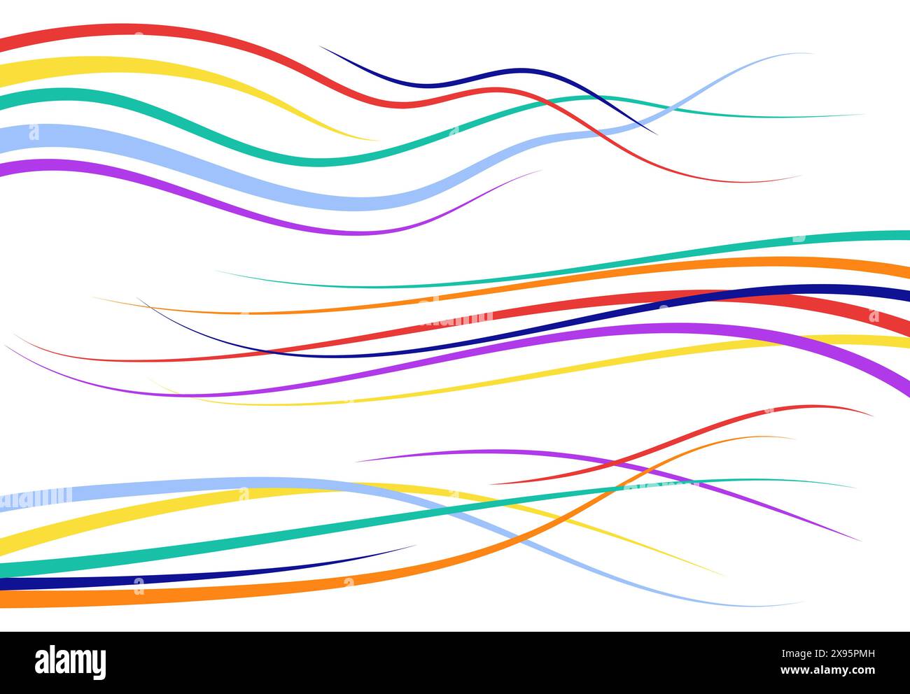 Set of abstract color curved lines. Wave design element. Vector ...