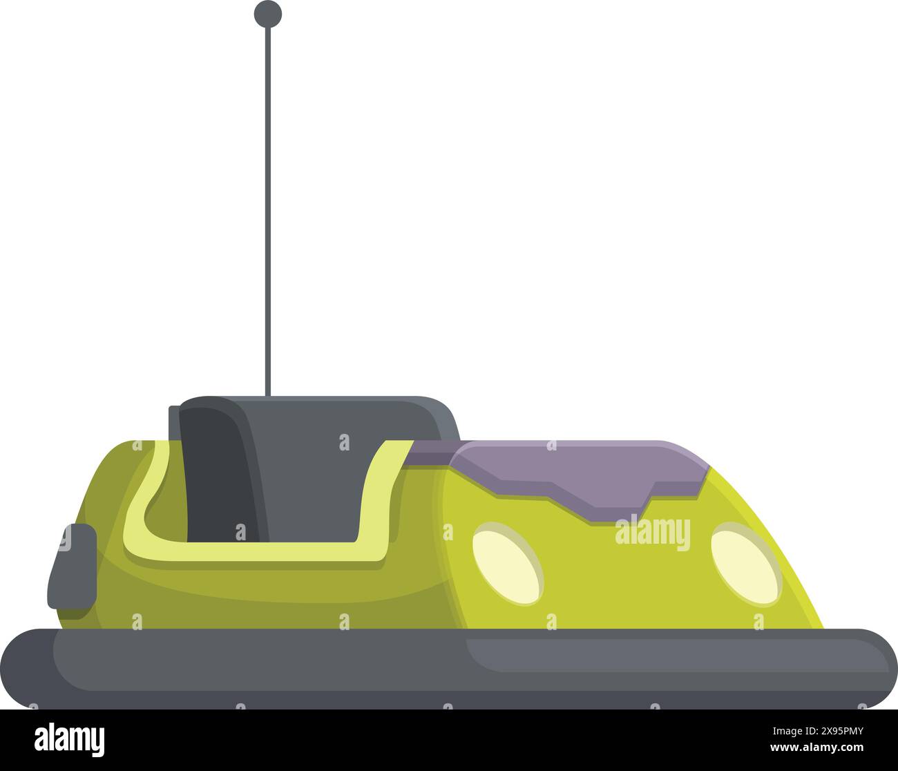 Colorful and vibrant cartoon bumper car illustration in a flat design ...