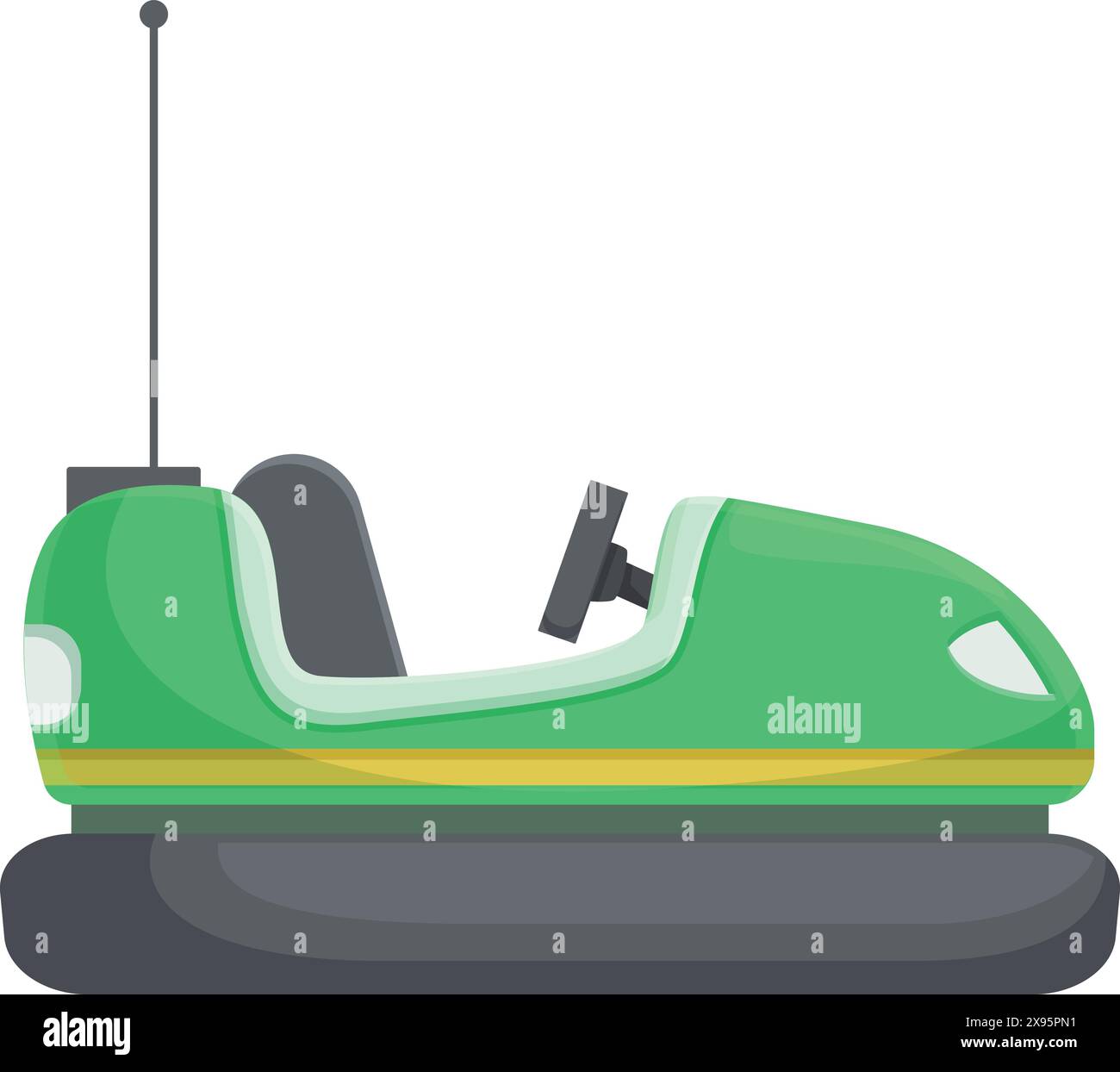 Colorful and playful cartoon bumper car illustration in an amusement ...