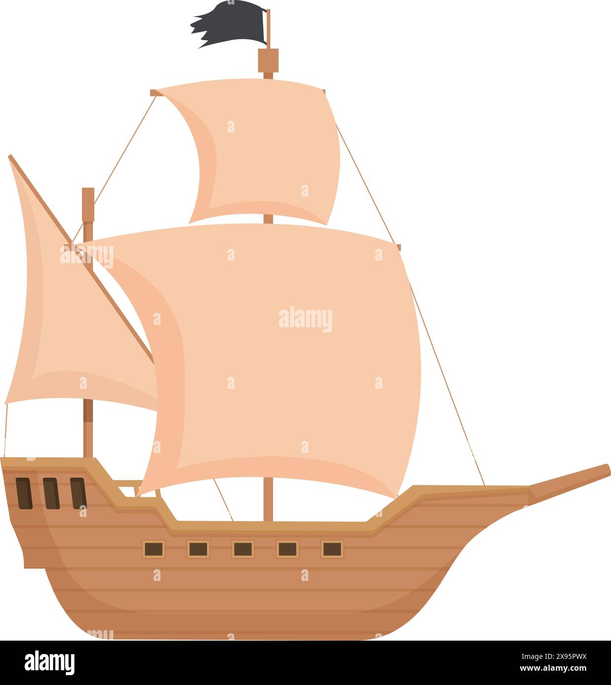Vintage sailing ship illustration in vector format with a nautical ...