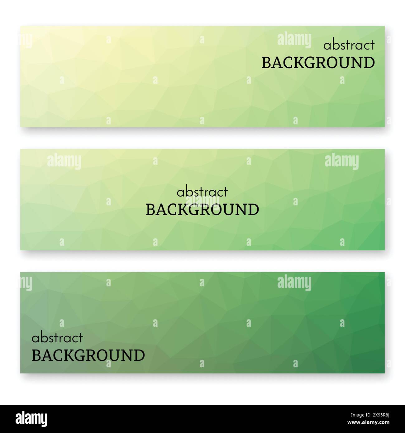 Set of three green banners in low poly art style. Background with place ...