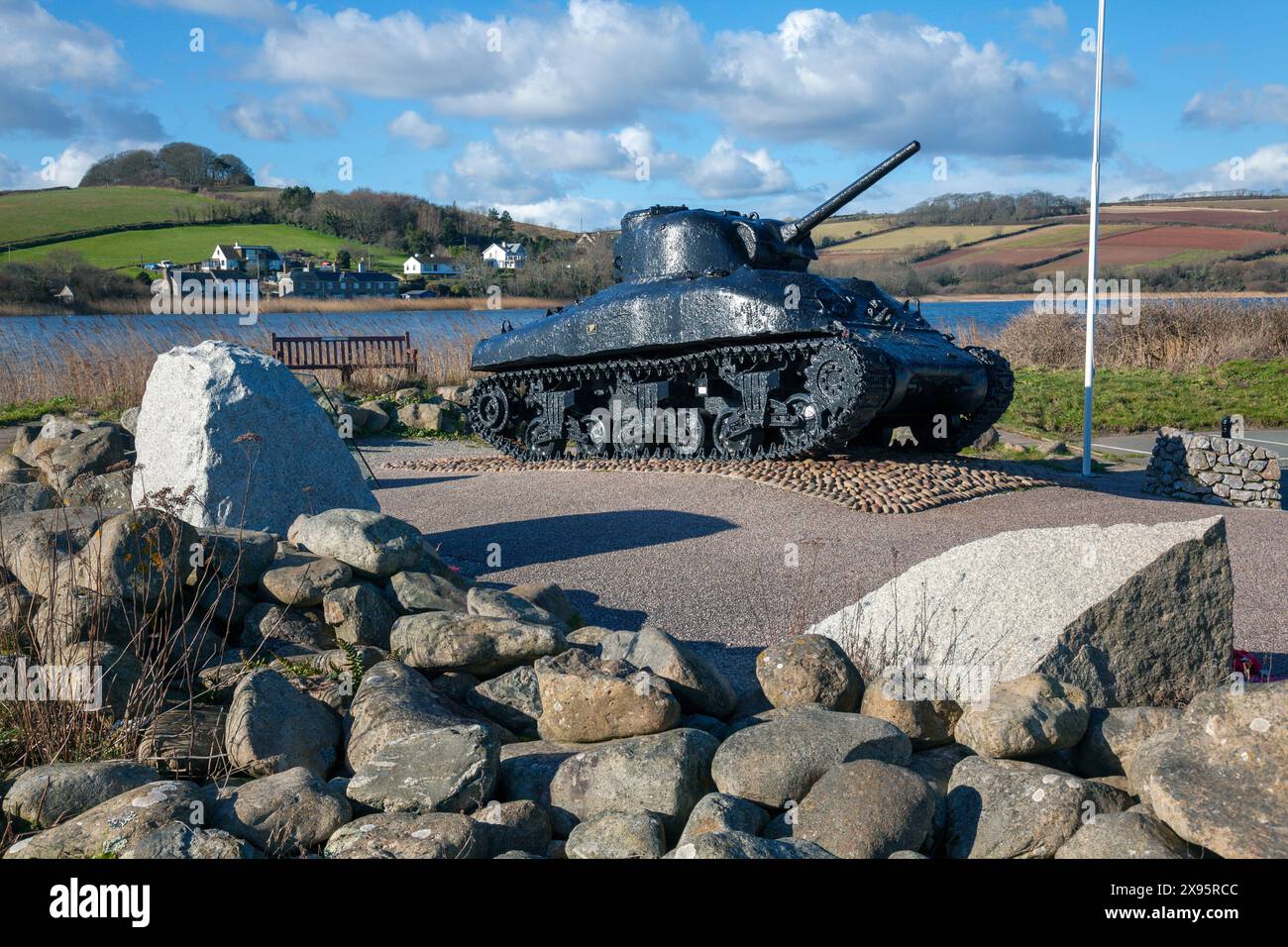 England, Devon, Torcross, Monument to Operation Tiger during the ...
