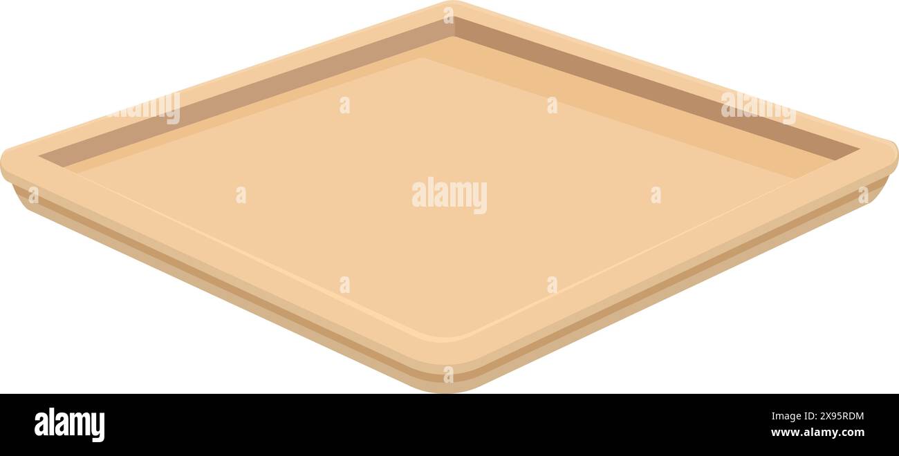 Isometric view of a simple empty wooden tray isolated on a white ...