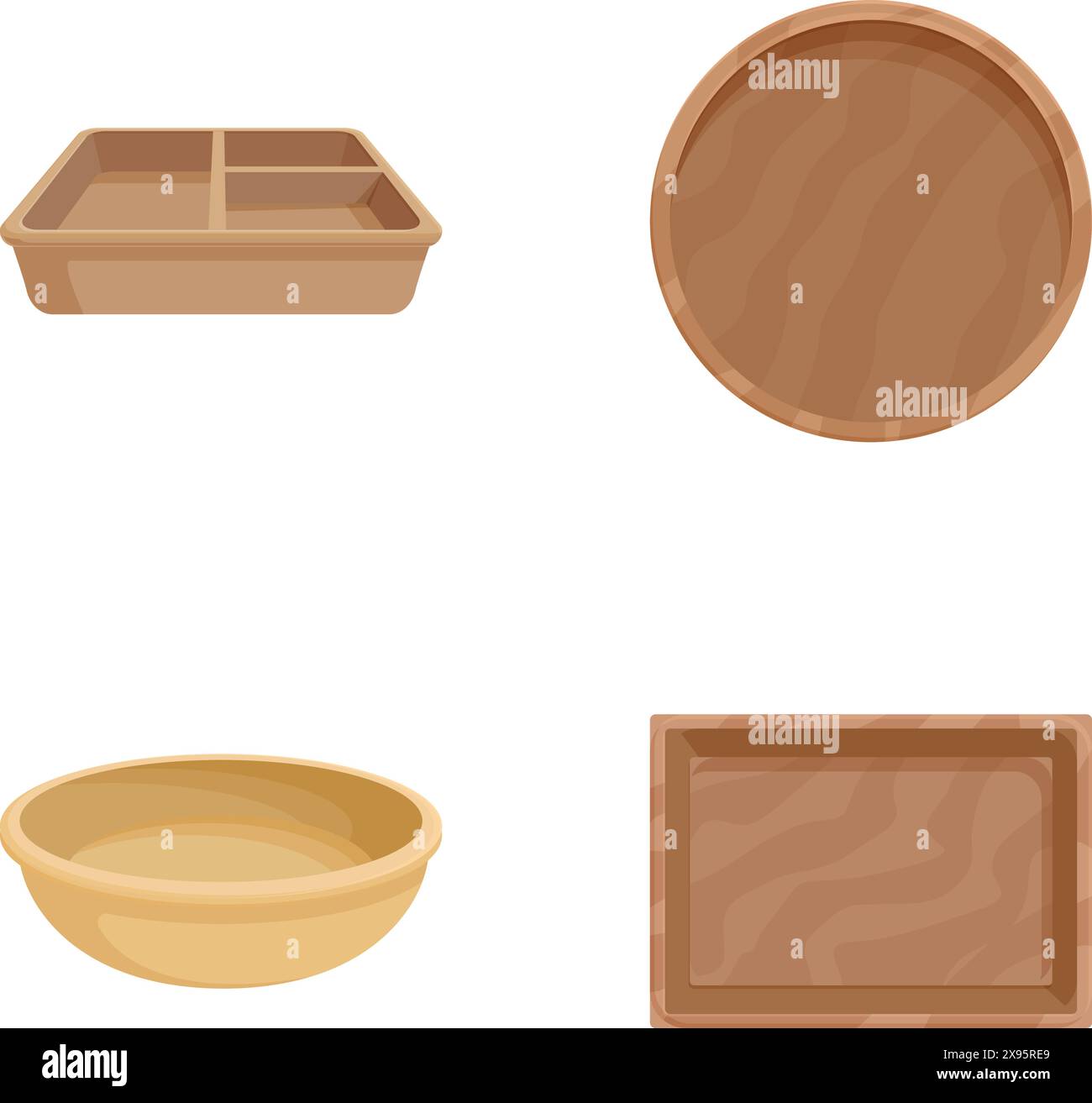 Top view wooden trays Stock Vector Images - Alamy