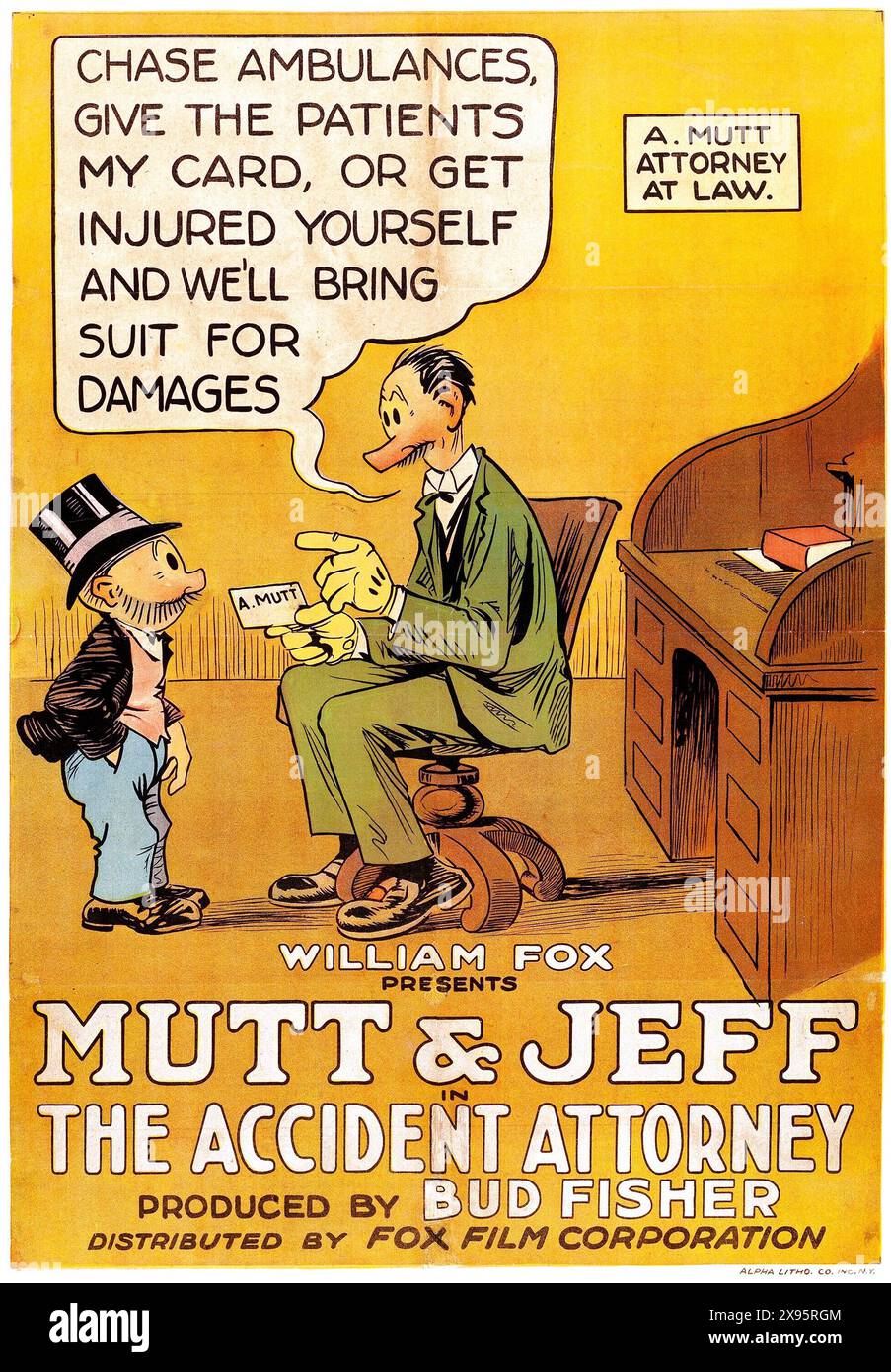 Mutt and Jeff in The Accident Attorney (Fox, 1918) Produced by Bud ...