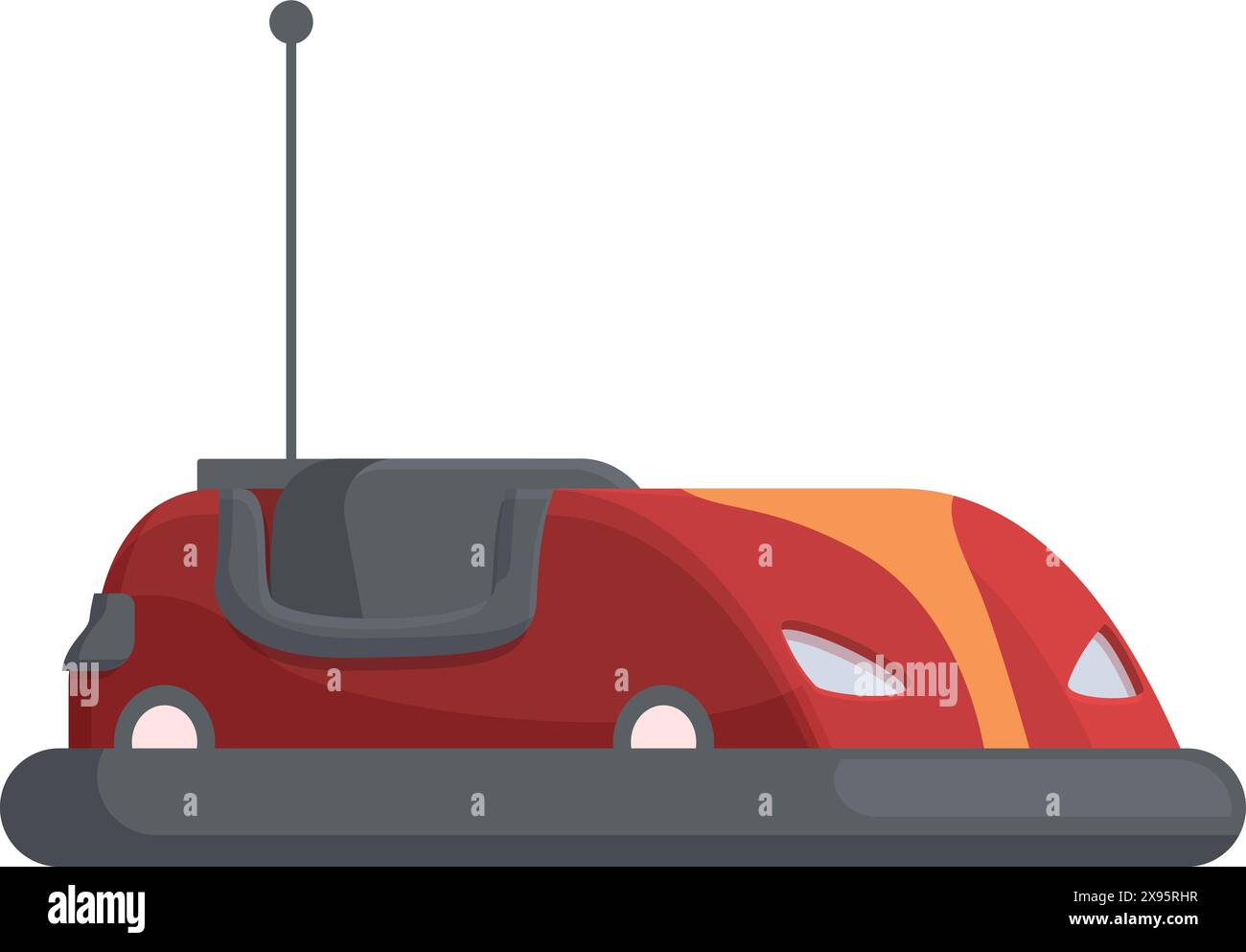 Flat design illustration of a vibrant red and yellow bumper car ...