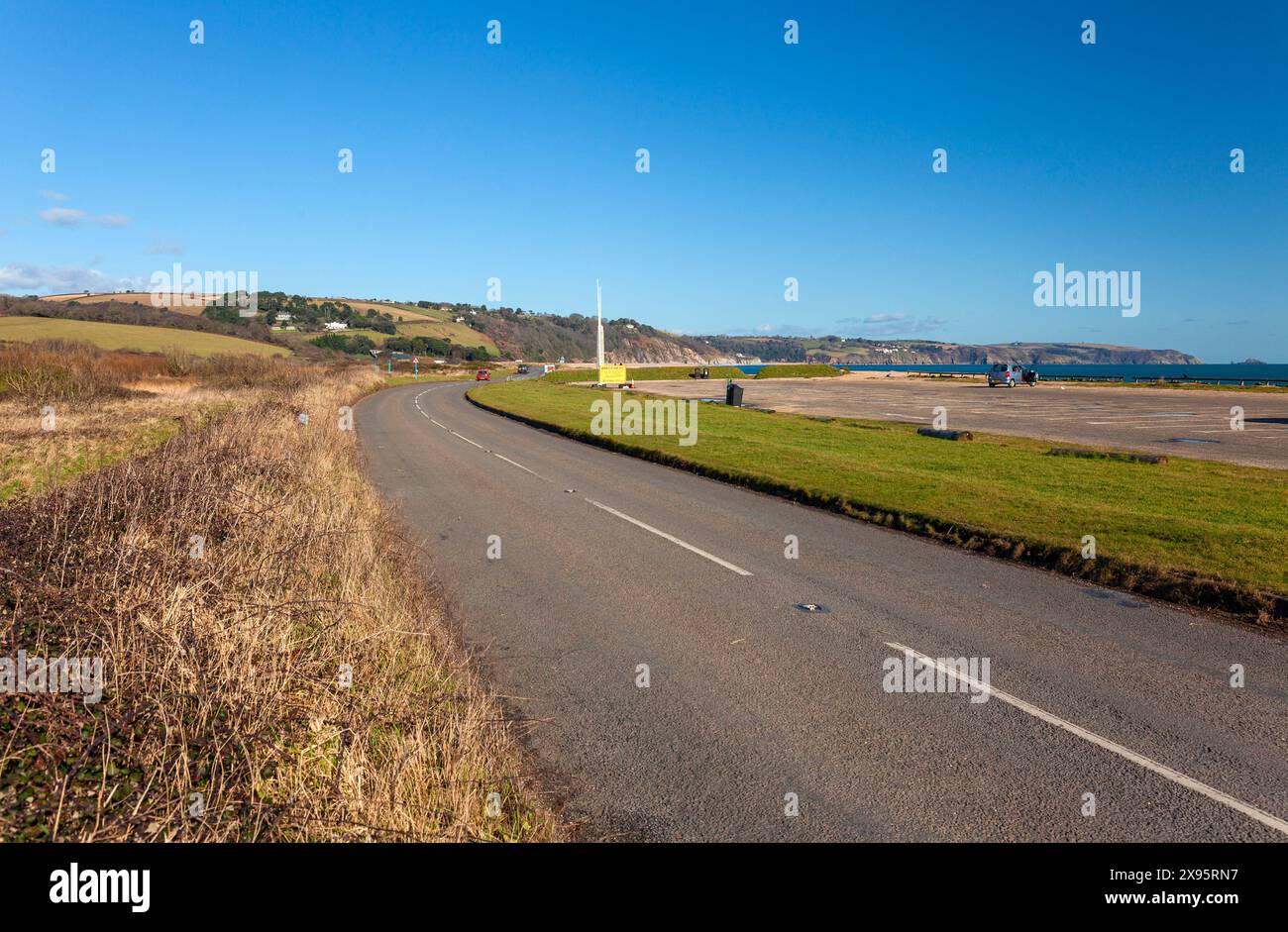 England, Devon, Torcross, Slapton Ley and the Coast Road Stock Photo ...