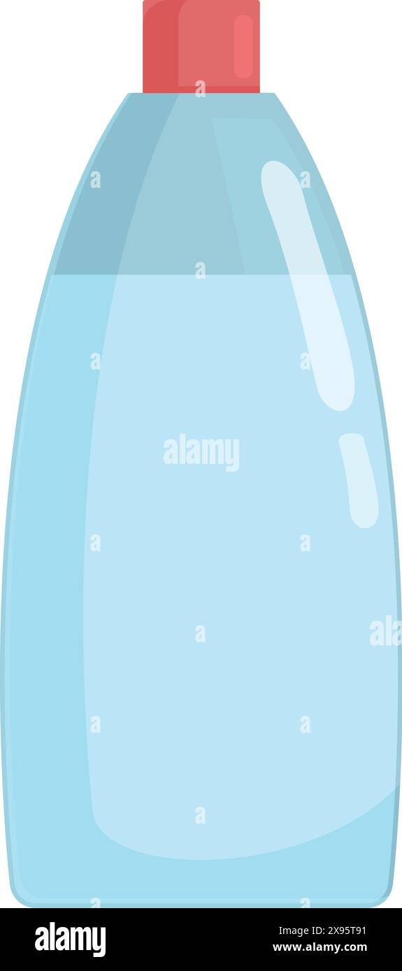 Vector illustration of a blue cartoon detergent bottle with a red cap ...