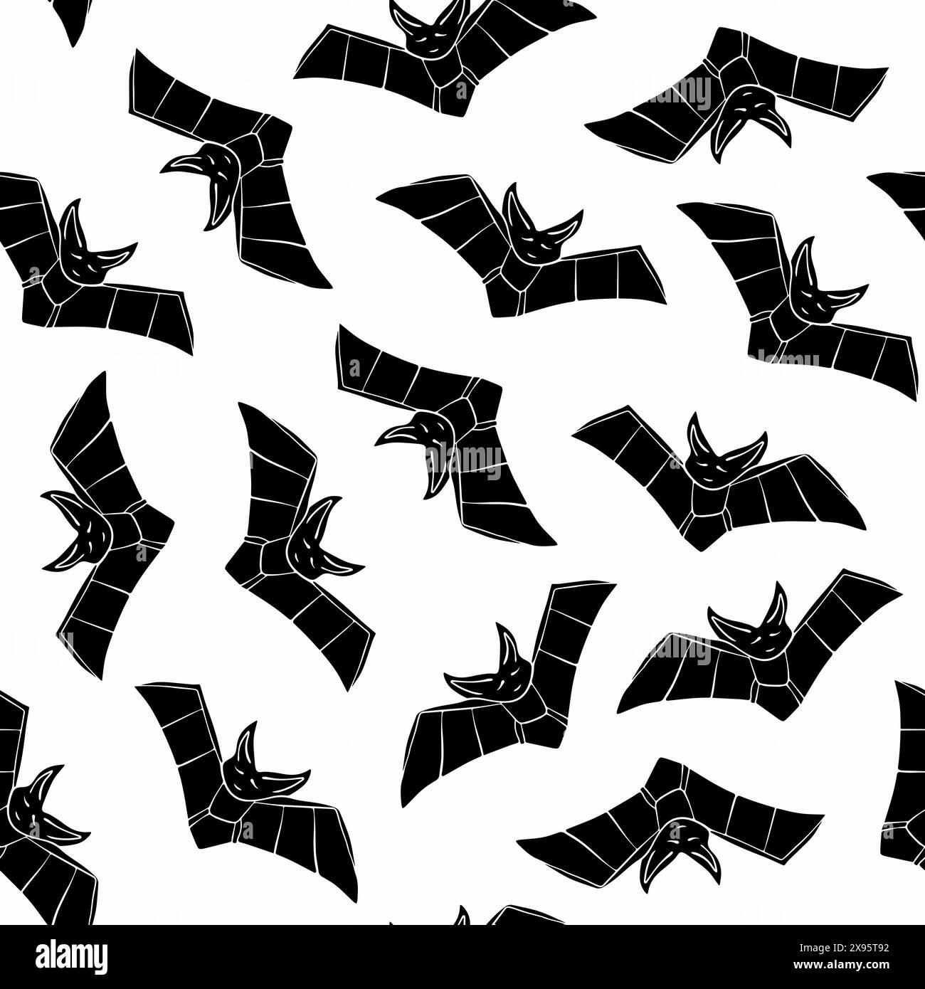 Vector isolated illustration of pattern with bats.Black and white ...