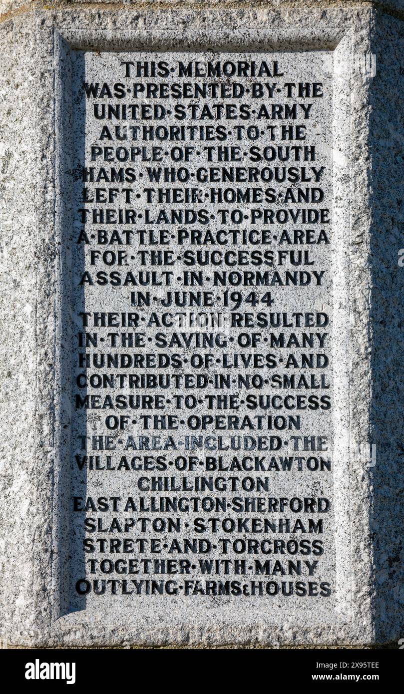 England, Devon, Slapton Sands, The American Monument to Local People ...