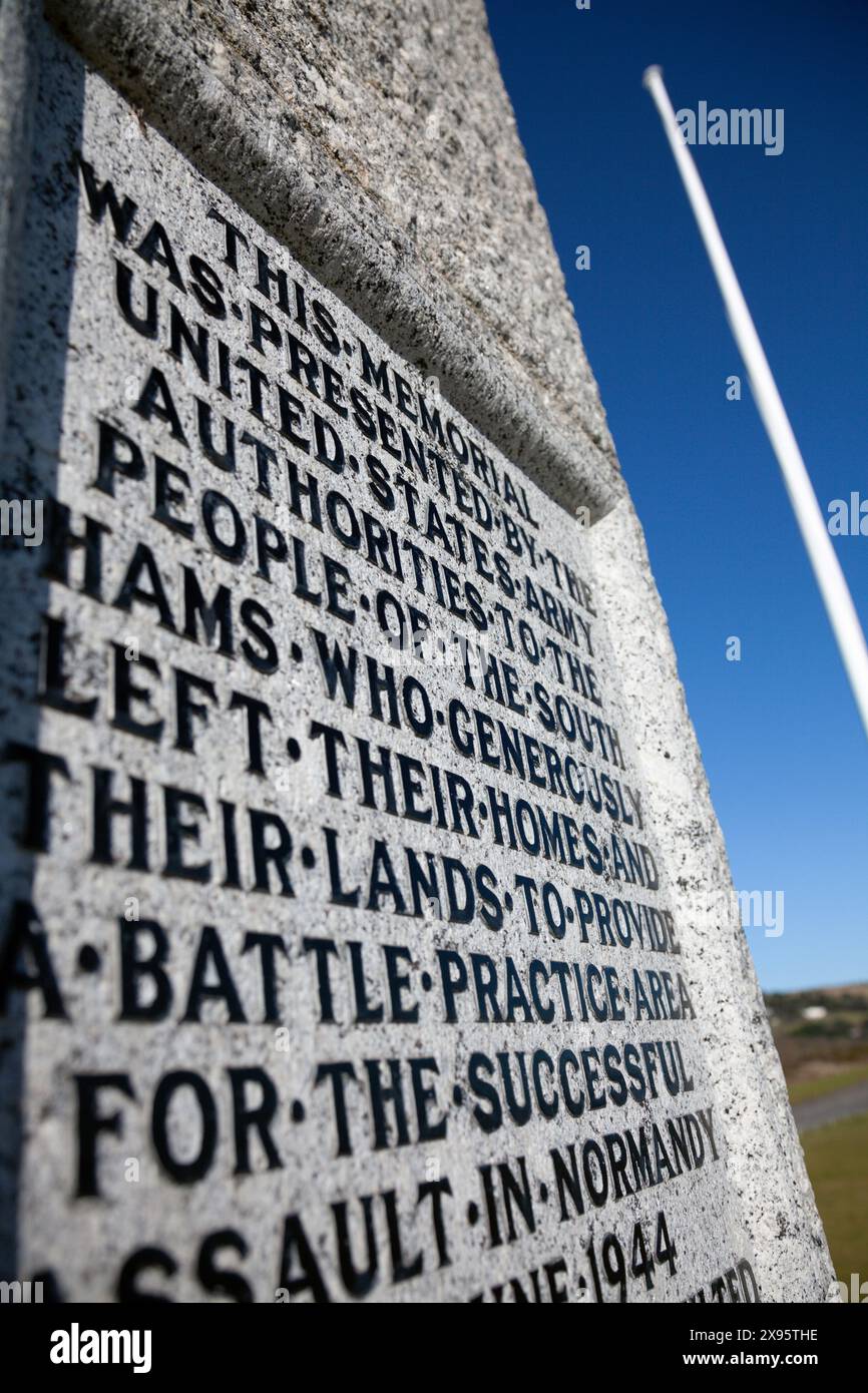 England, Devon, Slapton Sands, American Monument to the Local People ...