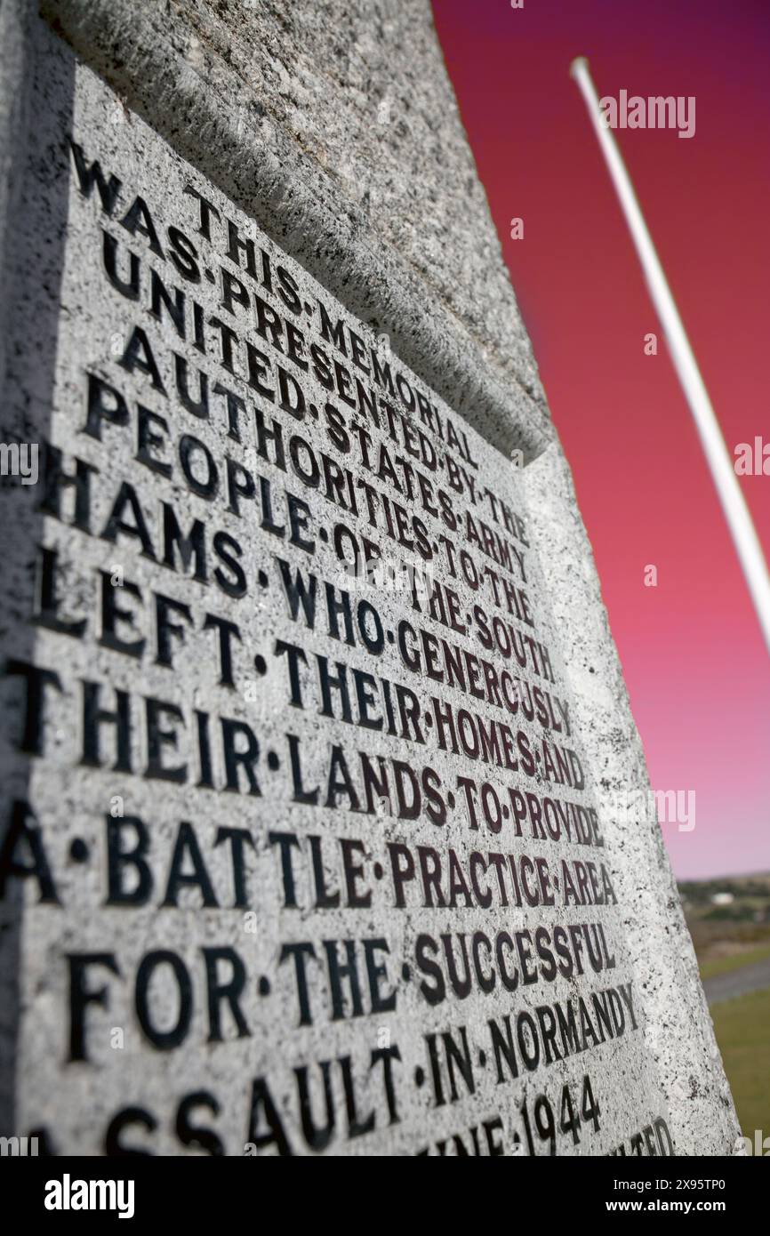 England, Devon, Slapton Sands, American Monument to the Local People ...