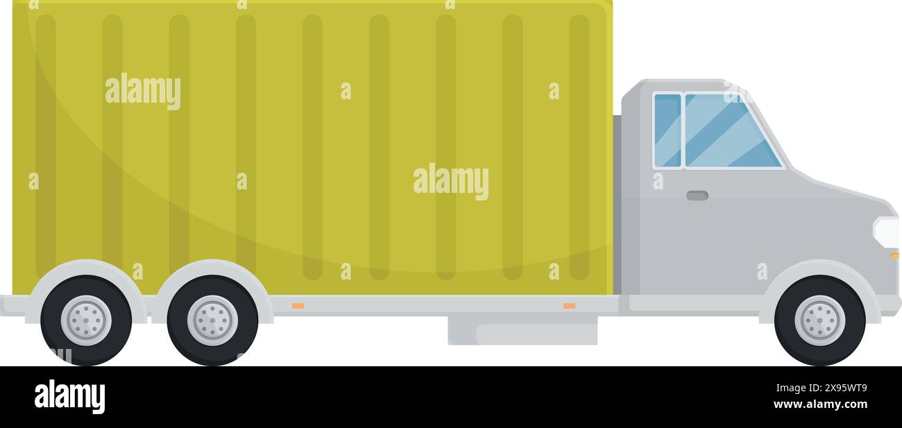 Flat design vector of a commercial yellow delivery truck isolated on ...