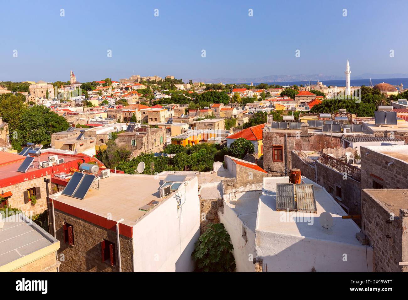Panoramic View of Rhodes Old Town and the Palace of Grand Master ...