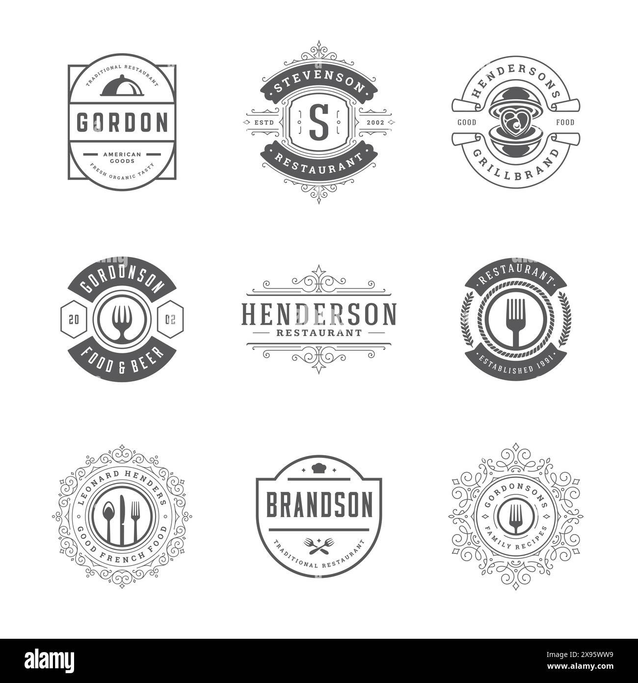 Restaurant logos templates set vector illustration. Good for restaurant ...