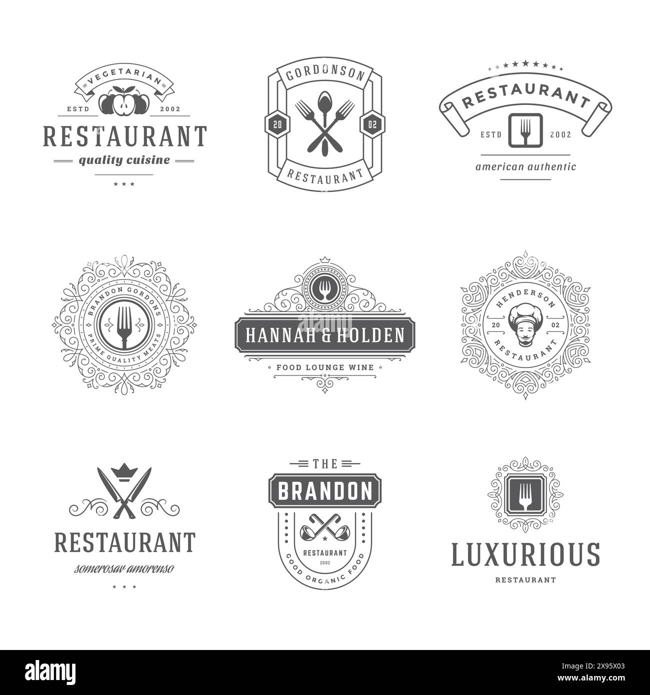 Restaurant logos templates set vector illustration. Good for restaurant ...