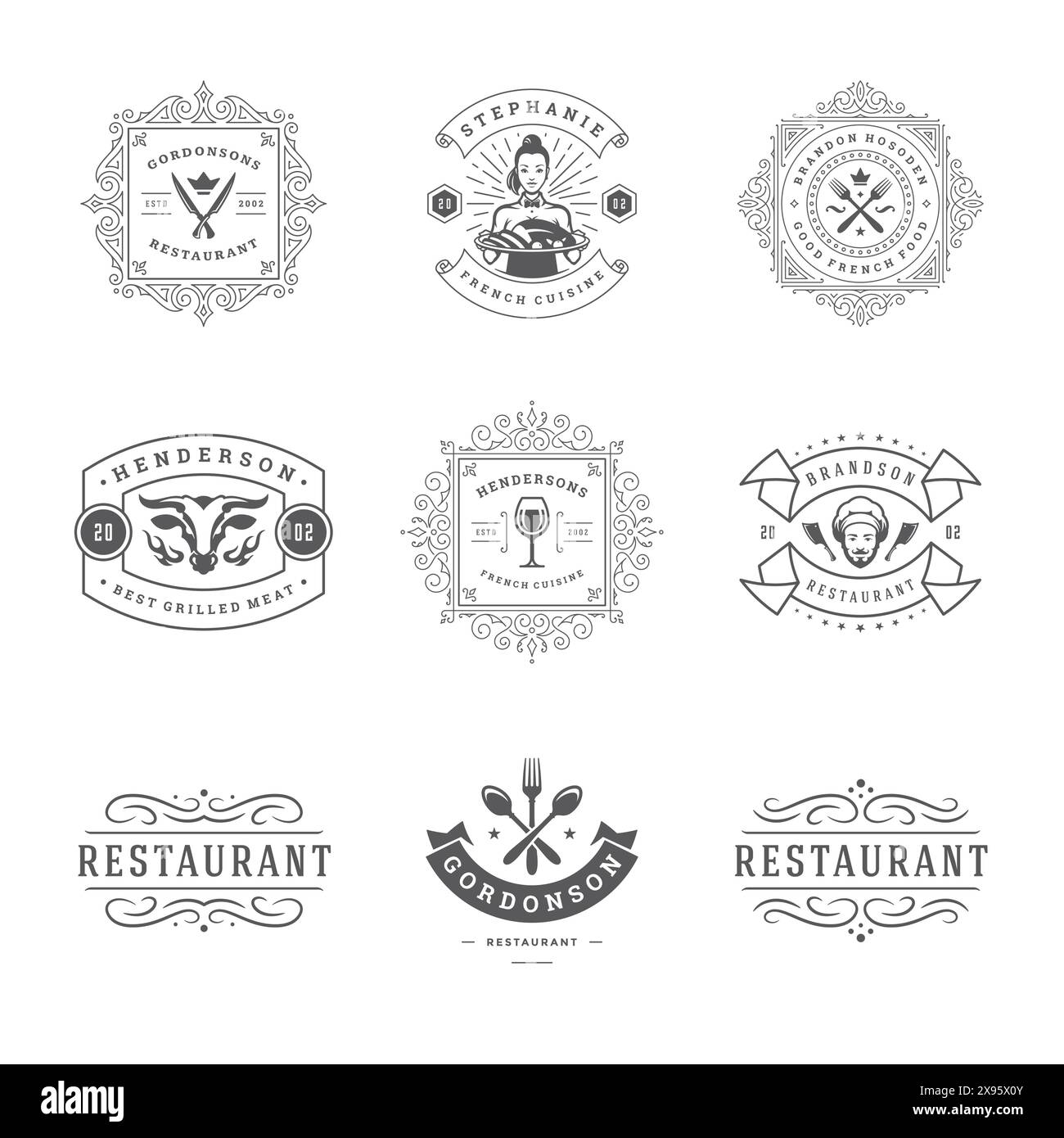 Restaurant logos templates set vector illustration. Good for restaurant ...