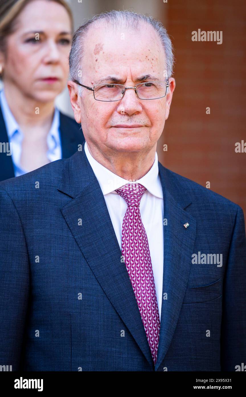 Palestinian Prime Minister Mohamed Mustafa seen during the meeting with ...