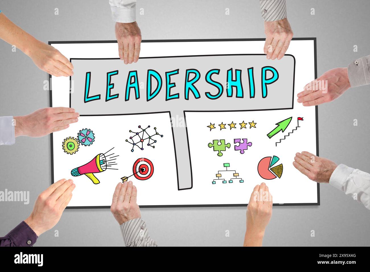 Leadership concept on a whiteboard held by hands Stock Photo - Alamy