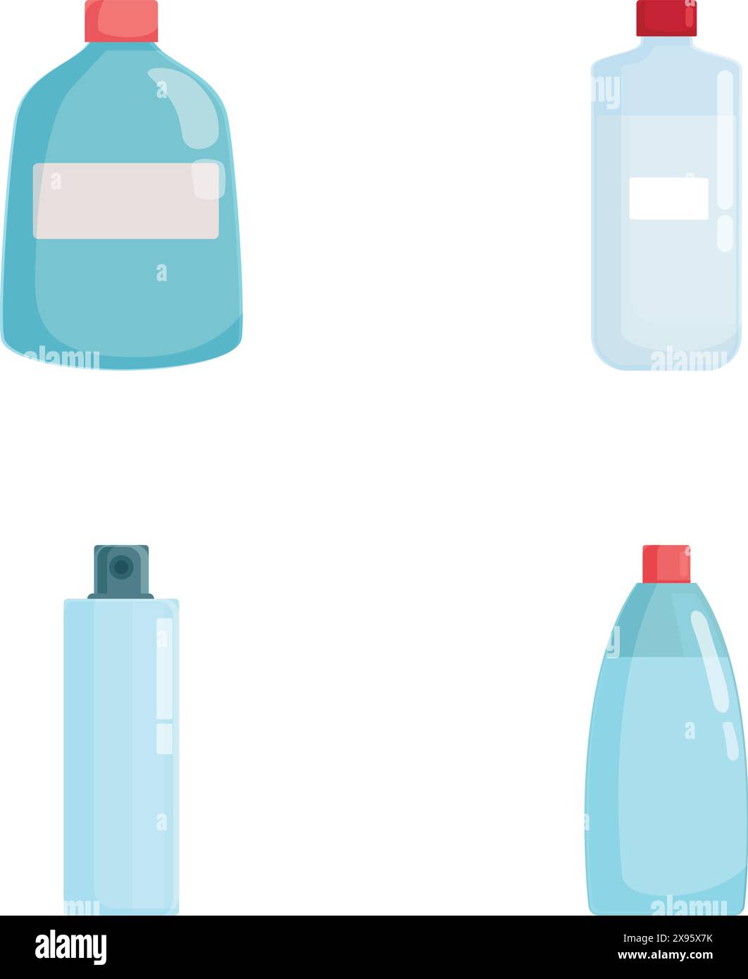Vector illustration of four different clean plastic bottle types ...