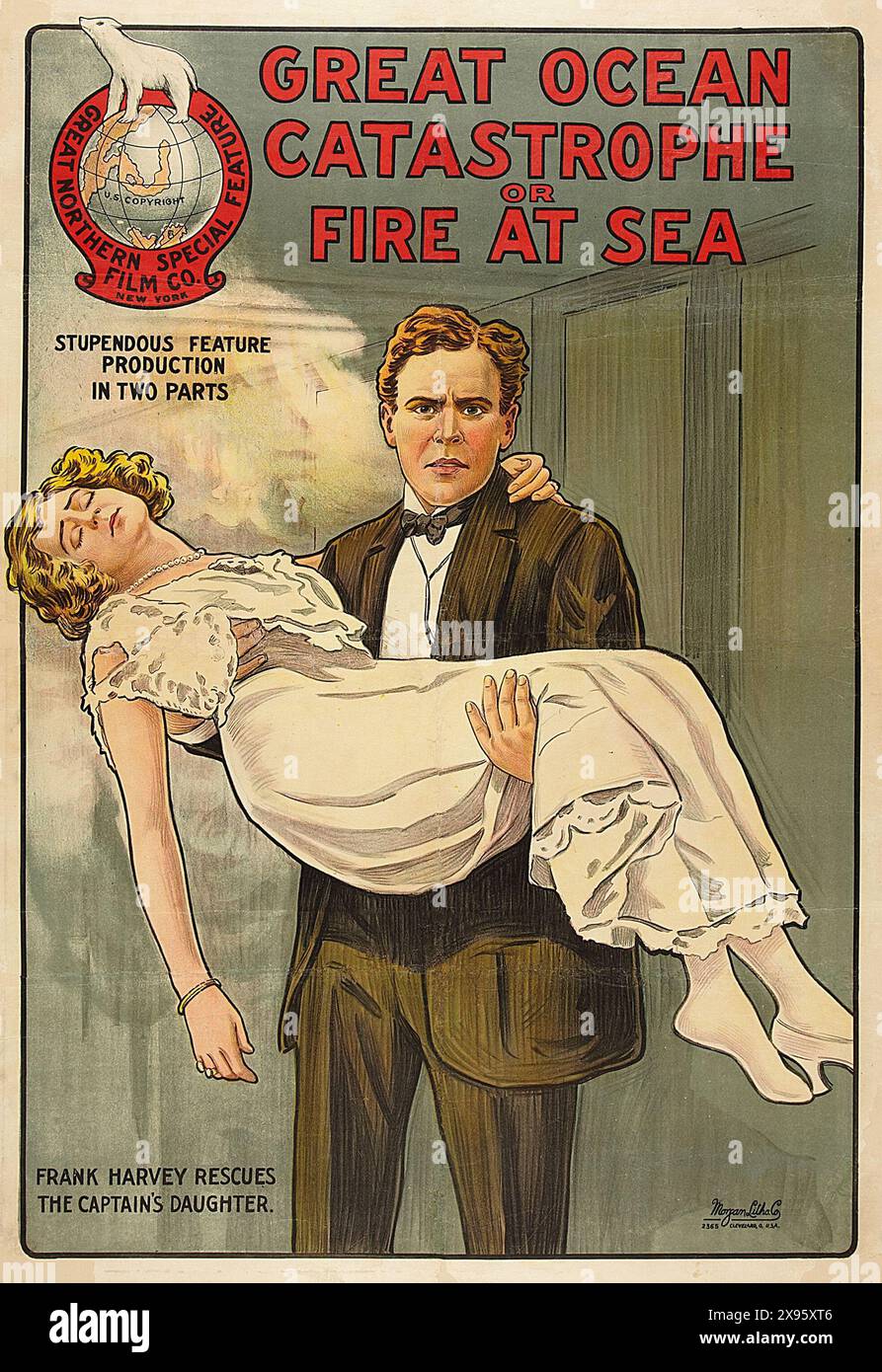 Great Ocean Catastrophe or Fire at Sea. 1921 - vintage film poster ...