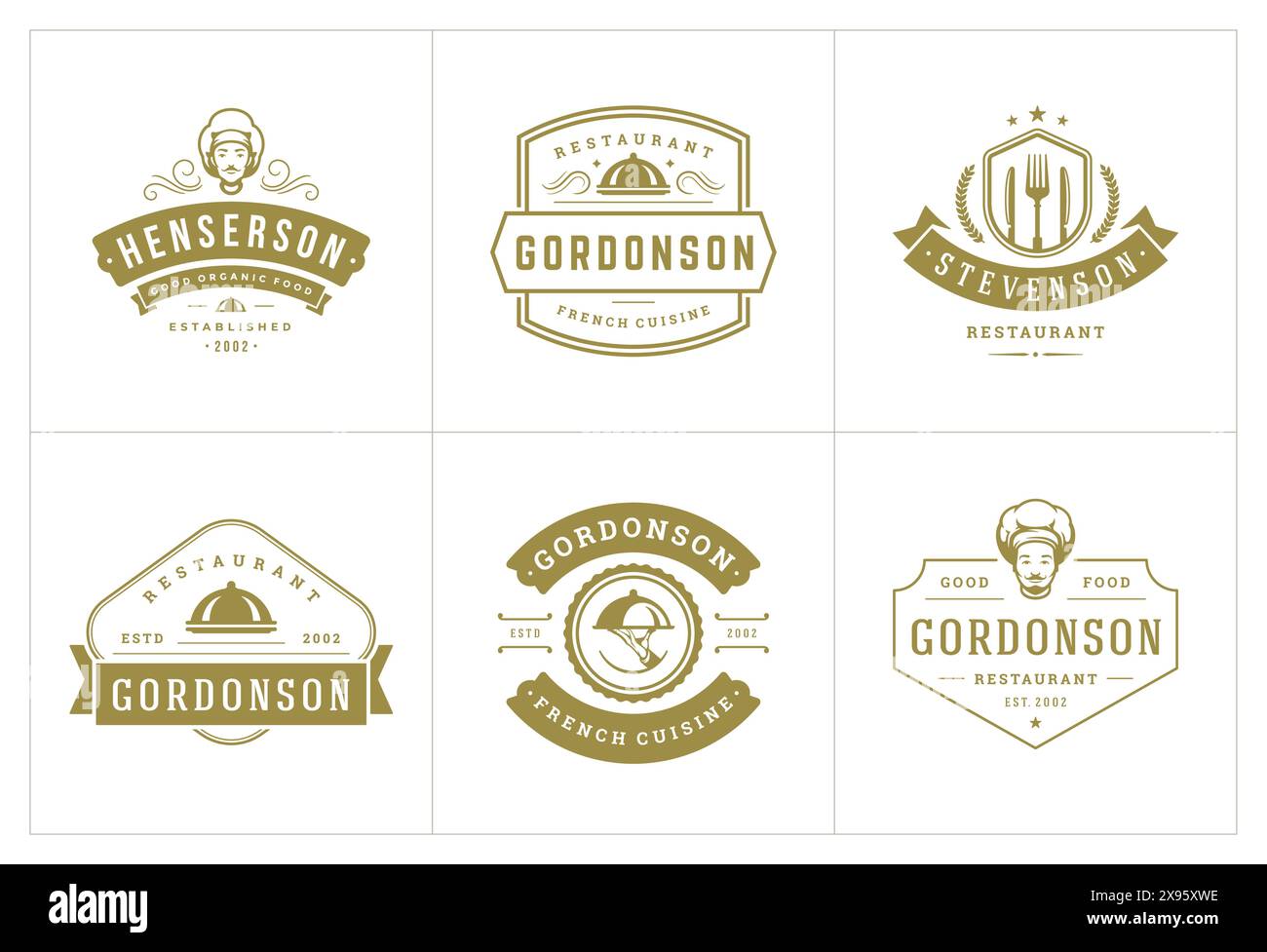 Restaurant logos templates set vector illustration good for menu labels ...