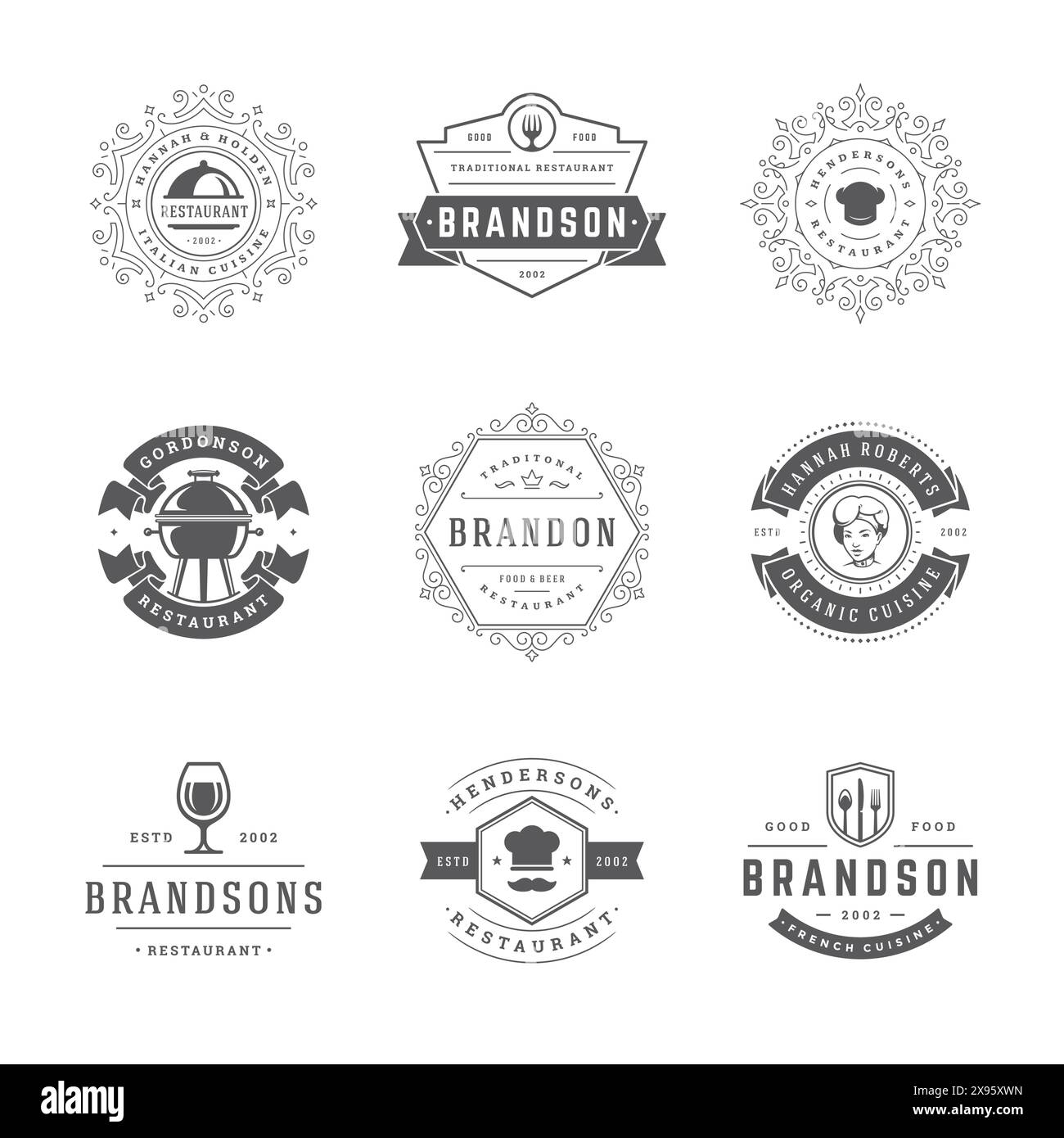 Restaurant logos templates set vector illustration. Good for restaurant ...