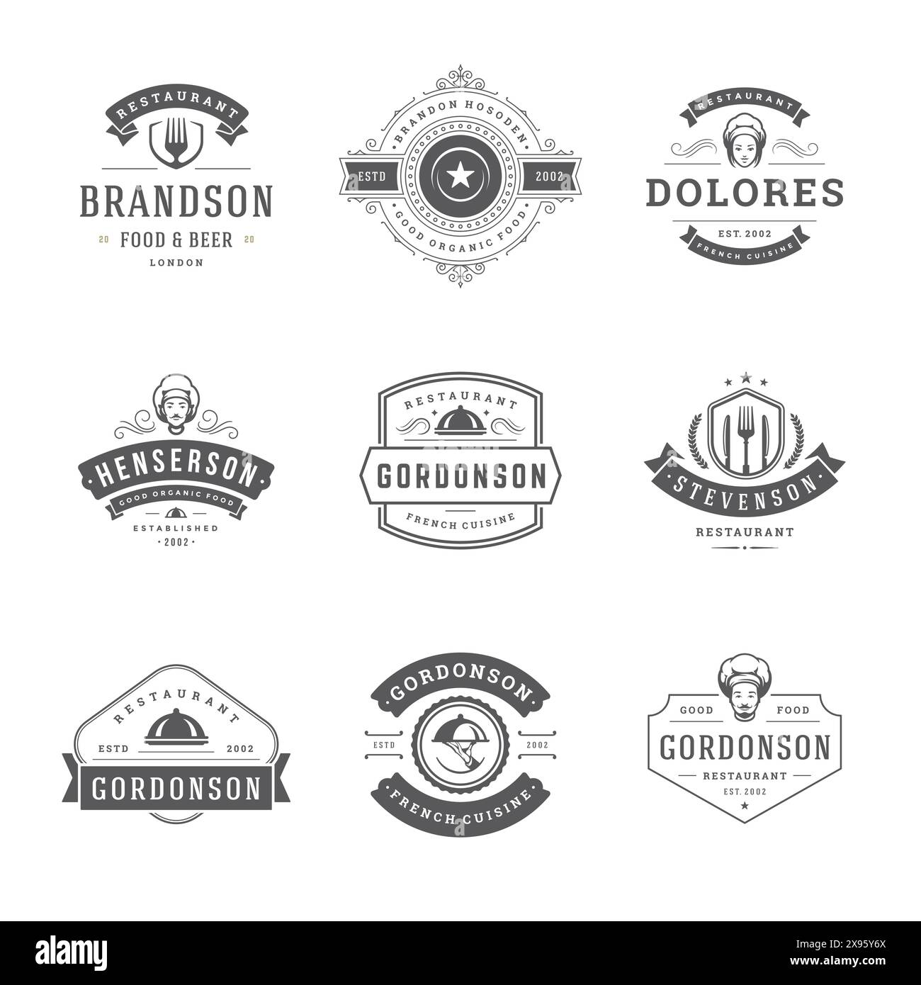 Restaurant logos templates set vector illustration. Good for restaurant ...