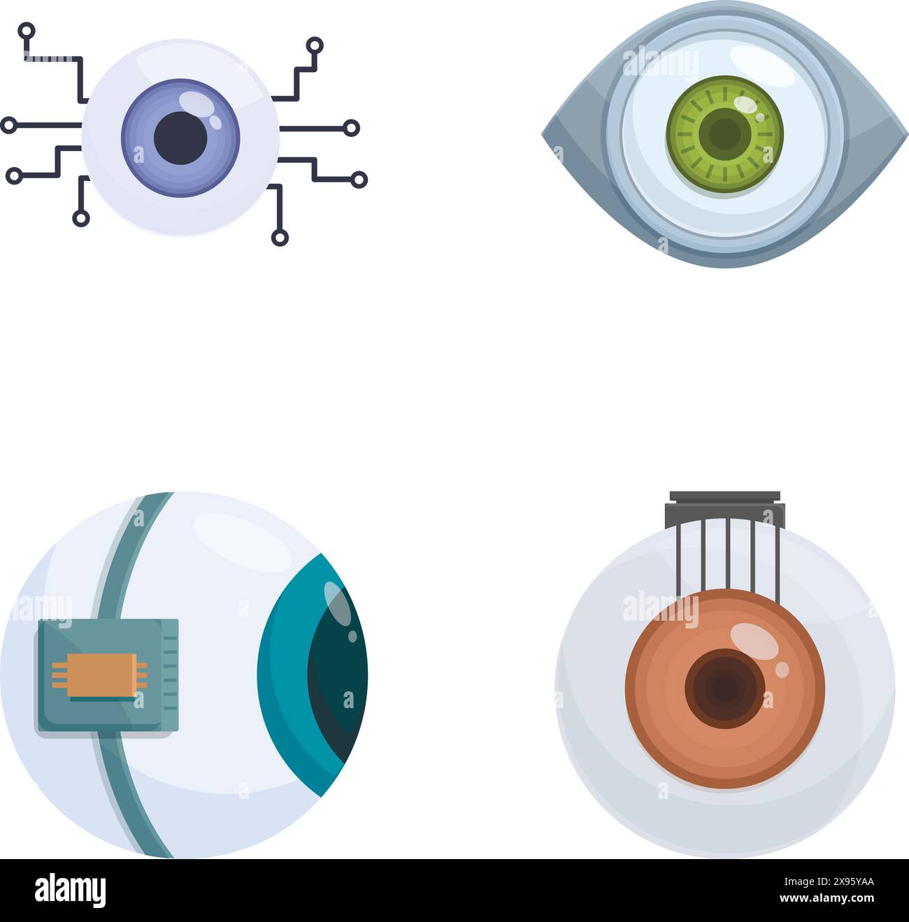 Collection of four diverse eye icons in modern vector style, suitable ...