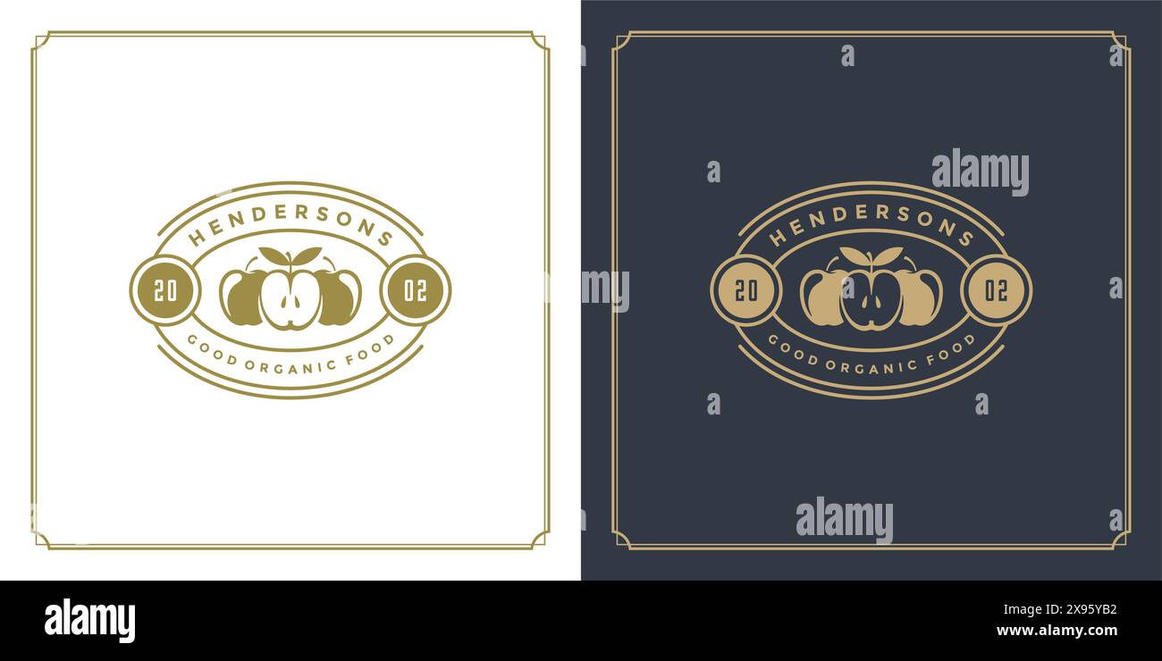 Restaurant logo template vector illustration apples veggie food ...