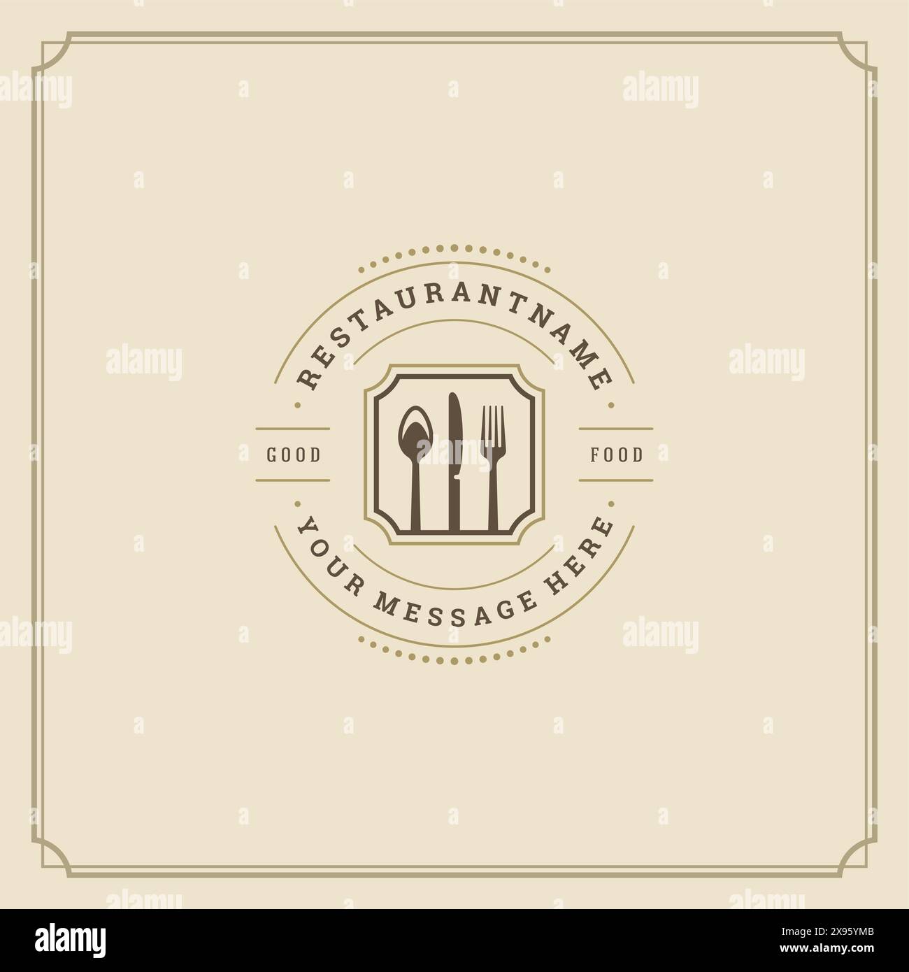 Restaurant logo template vector illustration. Kitchen tools silhouettes ...