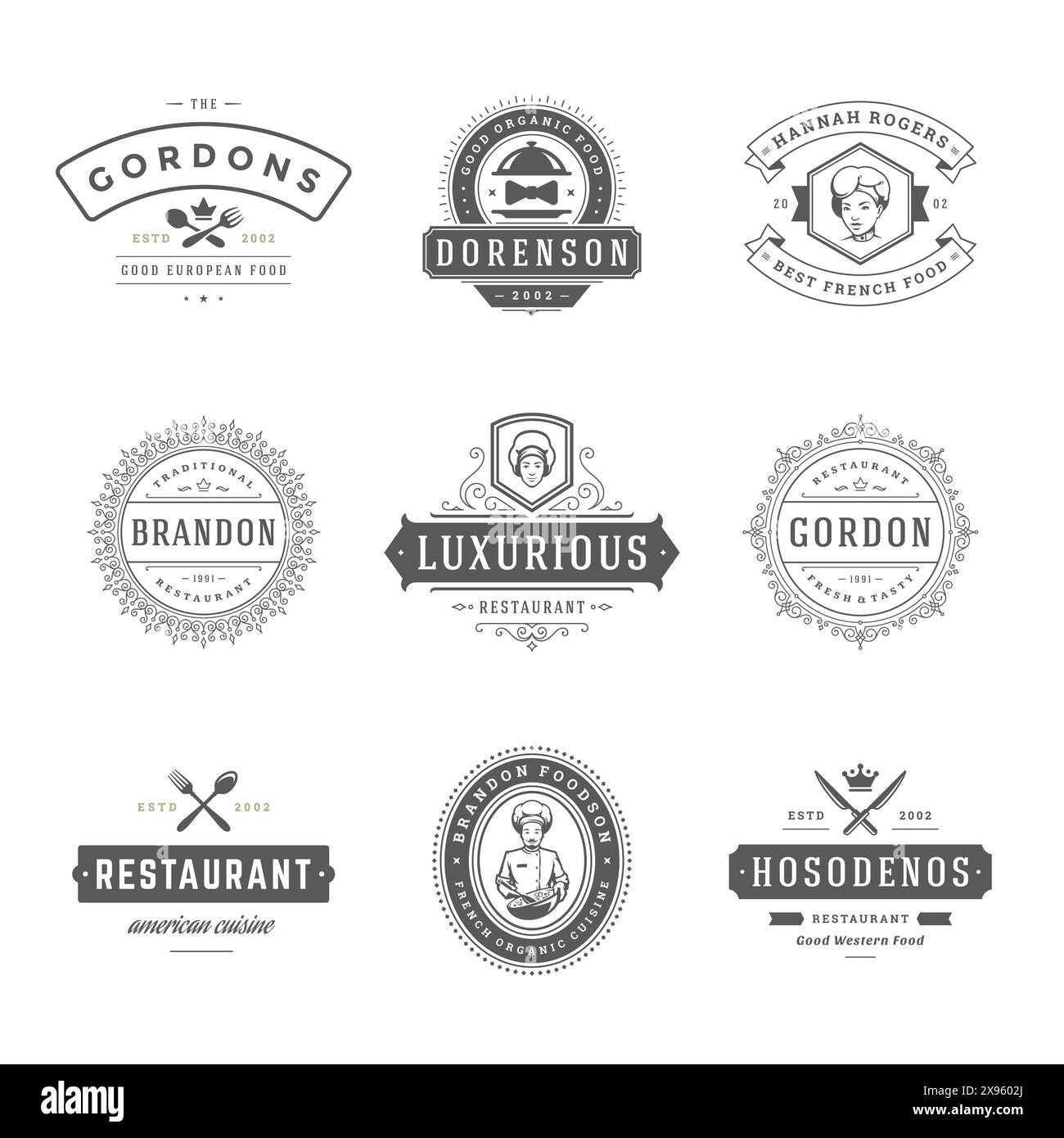 Restaurant logos templates set vector illustration. Good for restaurant ...