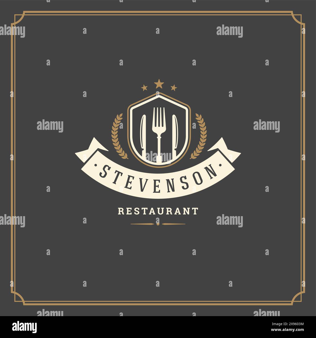 Restaurant logo template vector illustration. Kitchen tools silhouettes ...